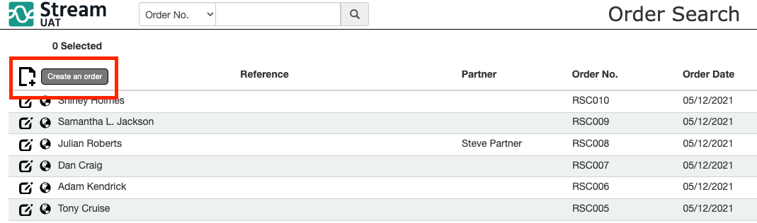 Creating an Order | Knowledge Base | Stream